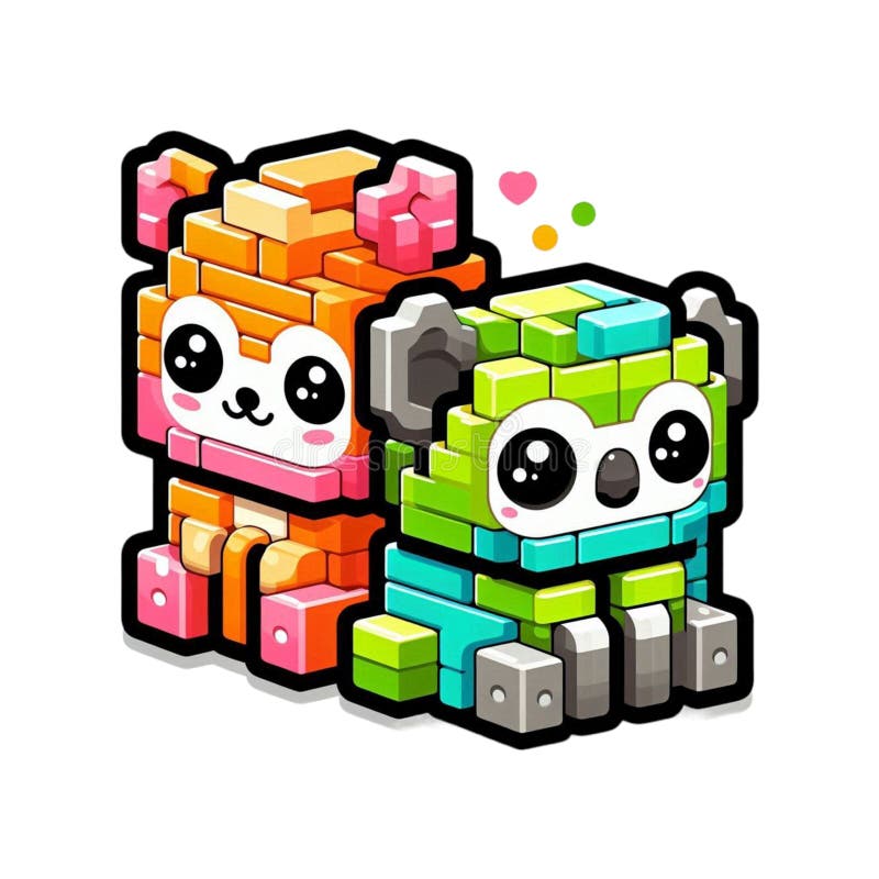 Cute Colorful Bricks Animal Illustration Stock Illustration ...