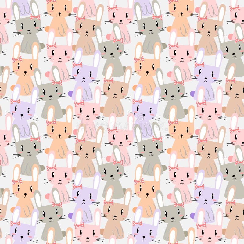 Cute Colorful Bunny Seamless Pattern Vector. Stock Vector ...