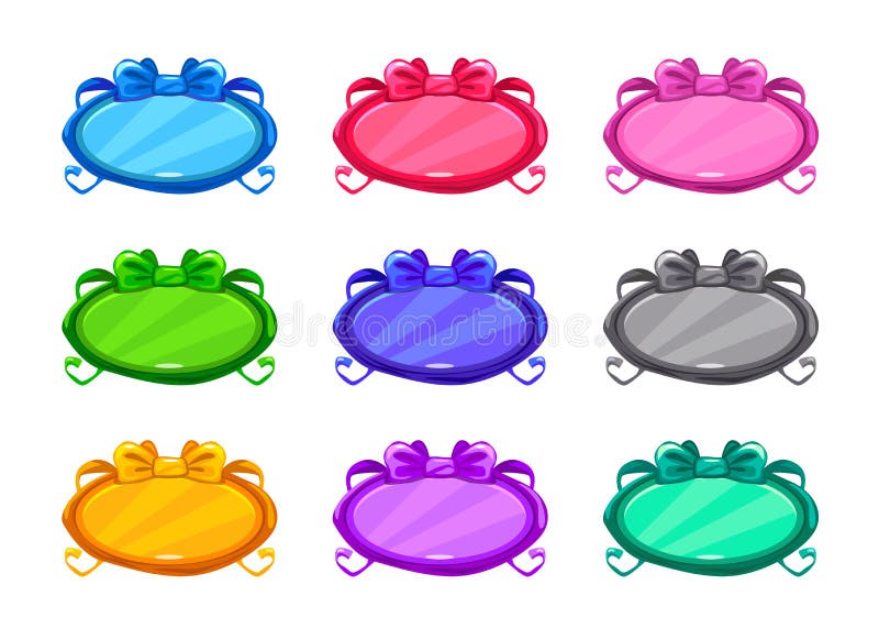 Cute Colorful Cartoon Long Oval Buttons Set Stock Vector - Illustration ...