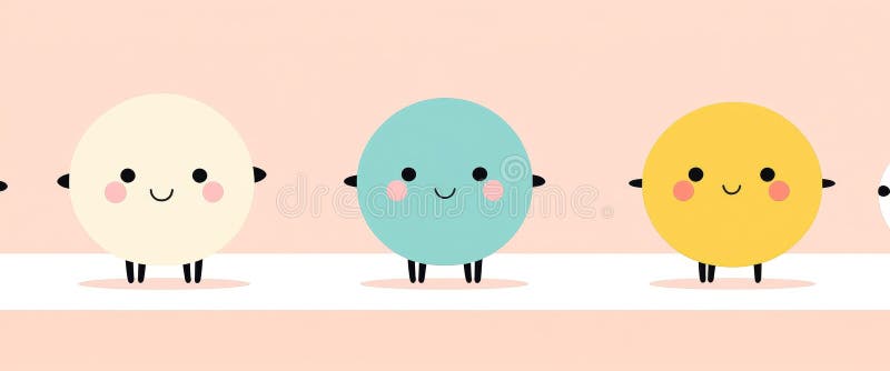 Cute Colorful Circle Characters Stock Illustration - Illustration of ...