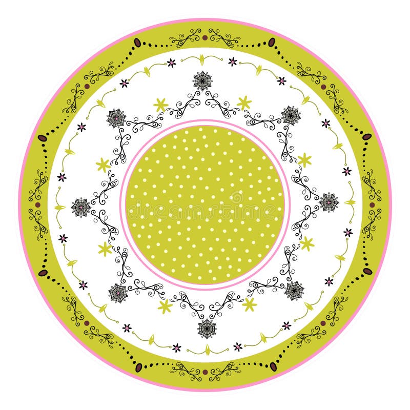 Cute Colorful Circular Abstract Pattern. Plate with Stripes and ...