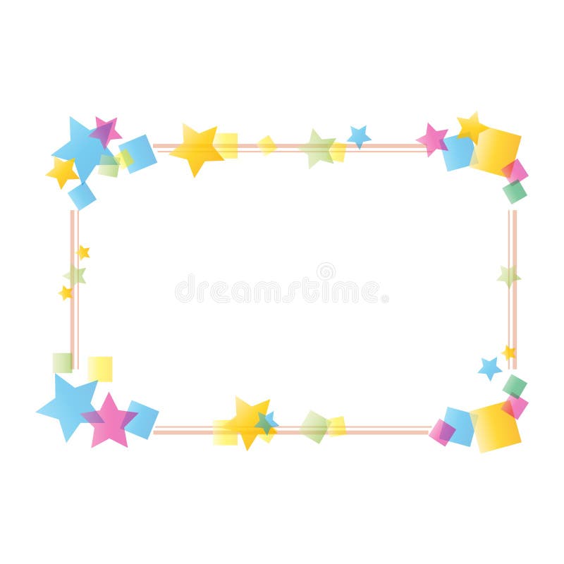 Cute Colorful Decorative Rectangular Border with Star Shape Pattern ...
