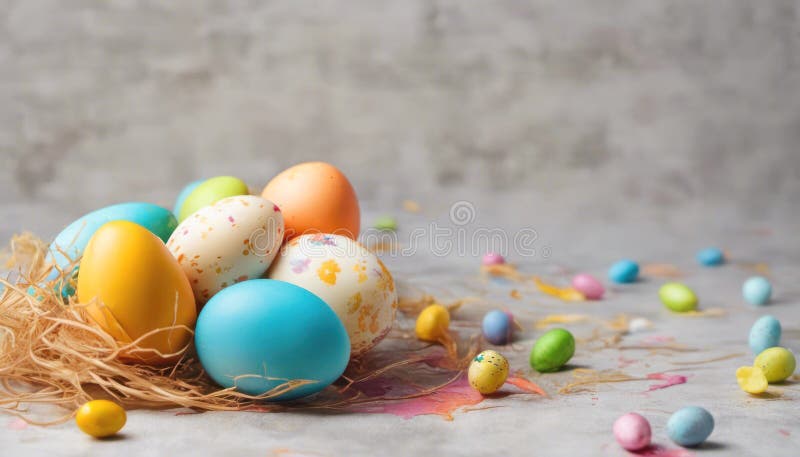 Cute Colorful Easter Eggs with Copy Space Stock Image - Image of small ...