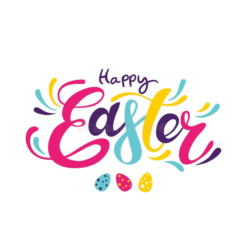 Cute Colorful Easter Lettering or Logo. Isolated on White Stock Vector ...