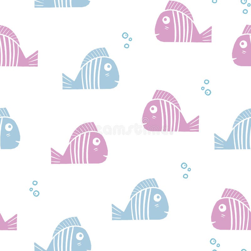 Cute Colorful Fish Seamless Pattern. Kids Background. Stock ...