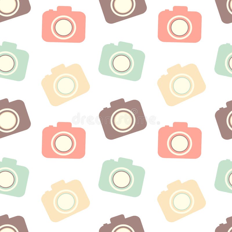 Cute Colorful Flat Camera Seamless Pattern Background Illustration ...