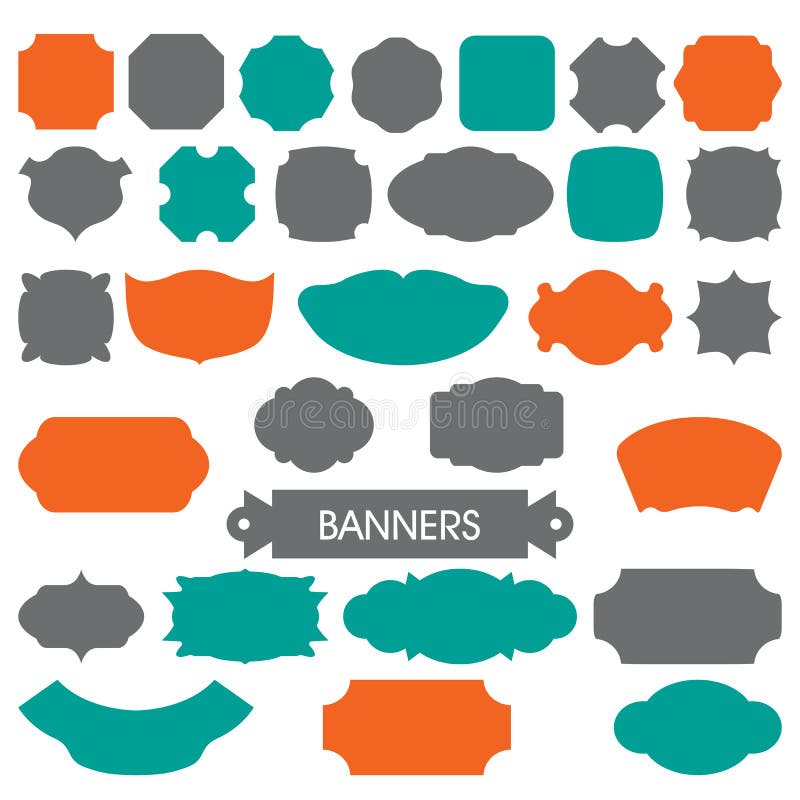 Cute Colorful Frames and Banners in Orange, Green, Gray Colors Stock ...