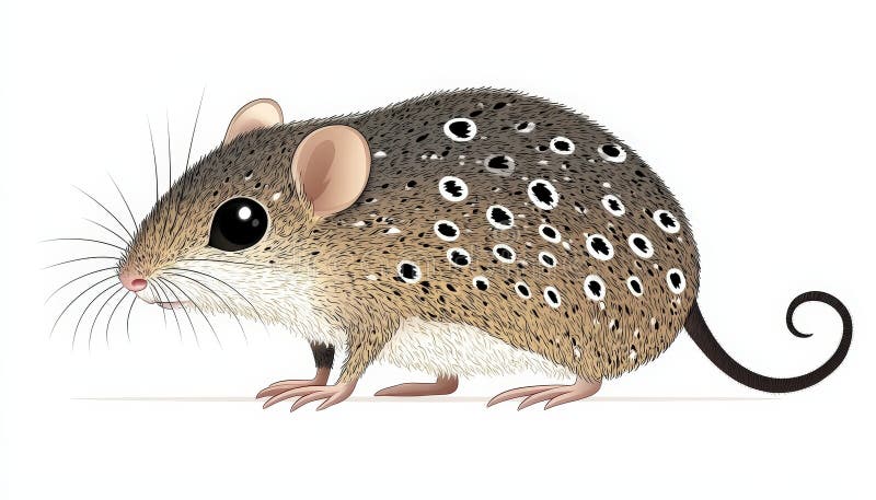 Cute and Colorful Illustration of a Spotted Shrew with Realistic ...