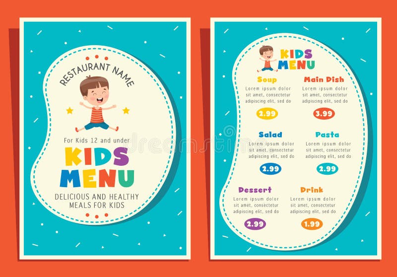 Cute Colorful Kids Meal Menu Template Stock Illustrations – 340 Cute ...