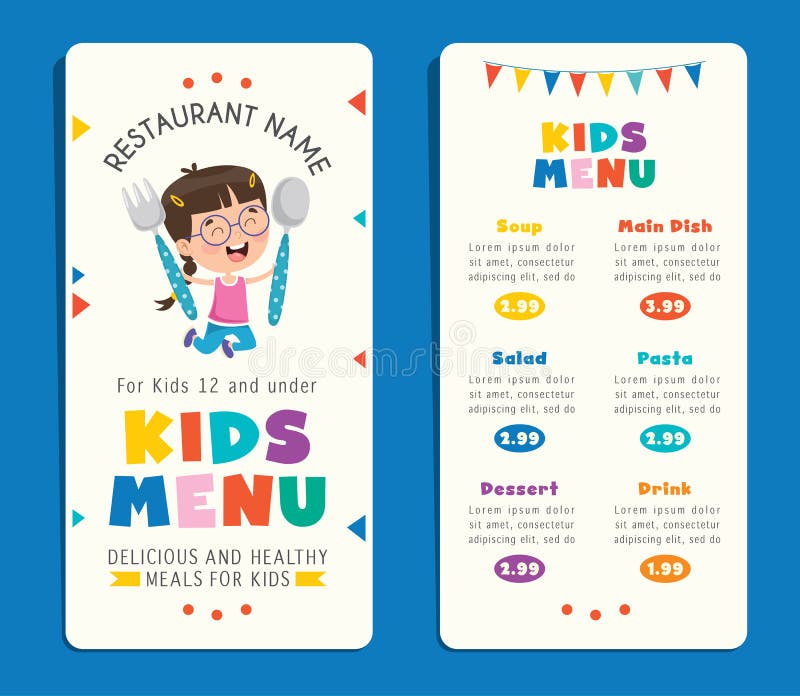 Cute Colorful Kids Meal Menu Template Stock Illustrations – 340 Cute ...