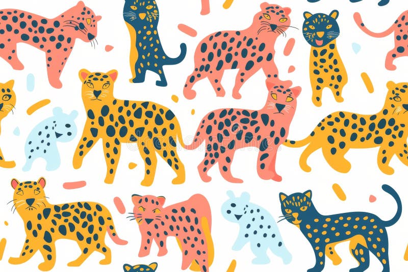 Cute Colorful Leopard Print Seamless Pattern Stock Illustration ...