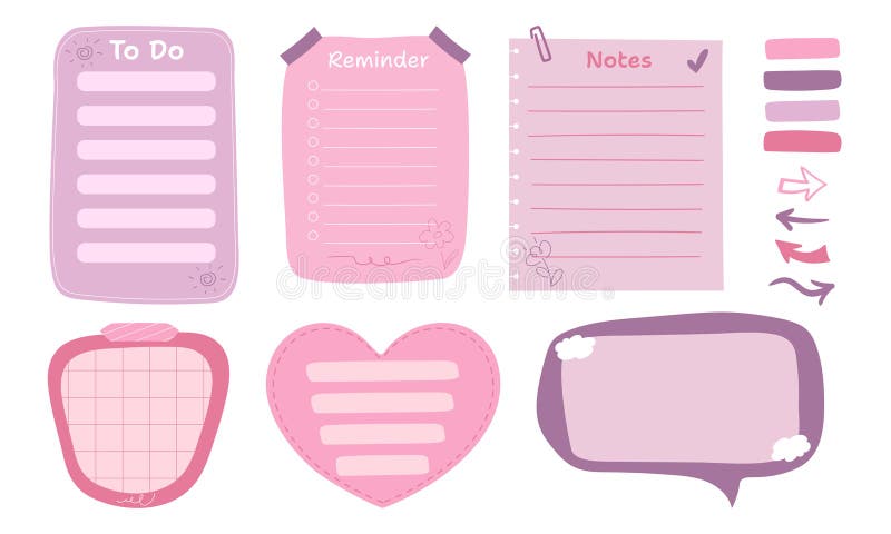 Cute Colorful Paper Notes. Notes for To Do List, Memo Notepads, Paper ...