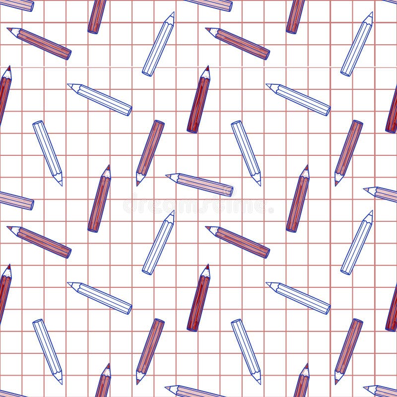 Colorful and Cute Pen Pattern on Checked Background Stock Vector ...