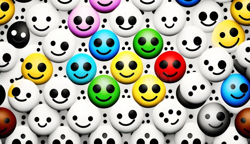 Cute Colorful Smiley Faces Pattern Generative Ai Stock Illustration ...