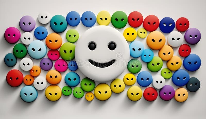 Cute Colorful Smiley Faces Pattern Generative Ai Stock Image - Image of ...