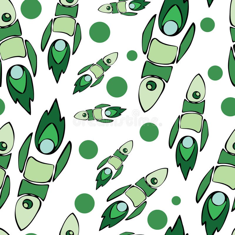 Cute and Colorful Space Seamless Pattern Background with Rockets in ...