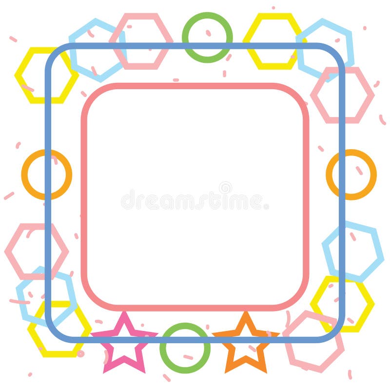 Cute Colorful Square Frame Isolated on White Background for Web Design ...