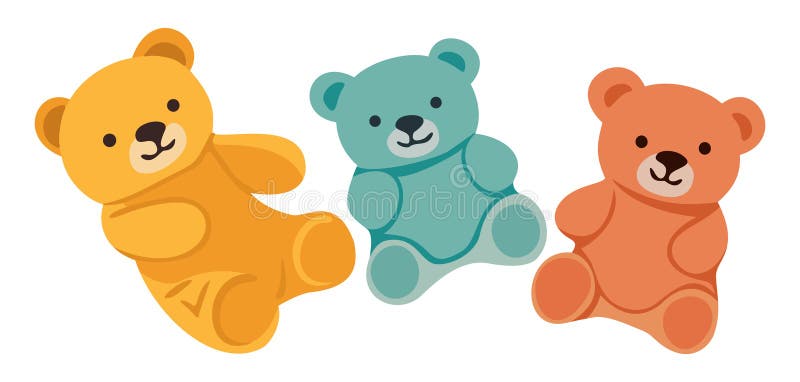 Cute Colorful Teddy Bears. Vector Isolated Illustration Stock ...