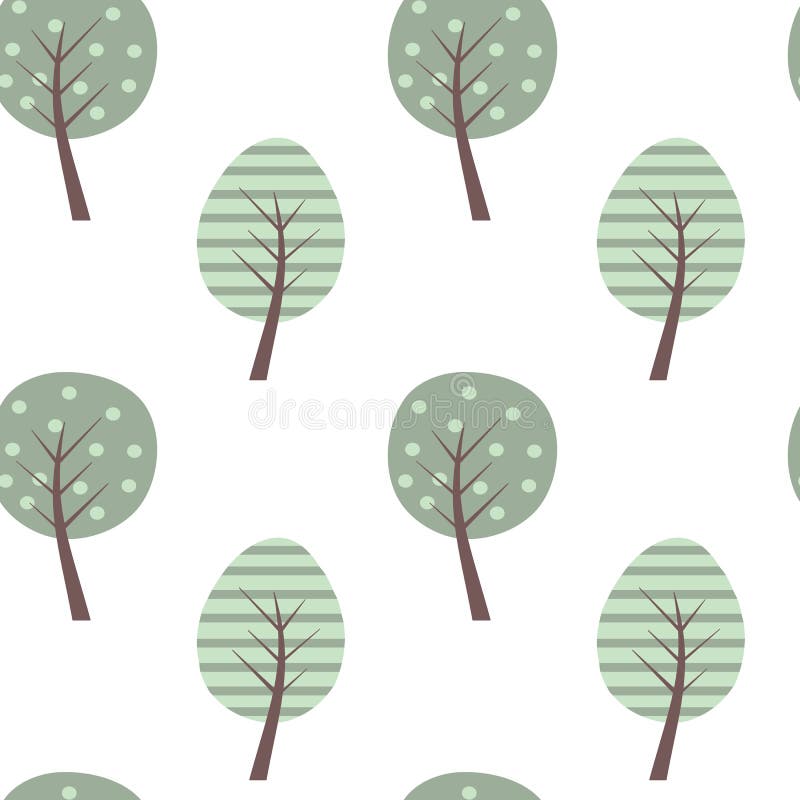Cute Colorful Tree Seamless Pattern Background Illustration Stock ...