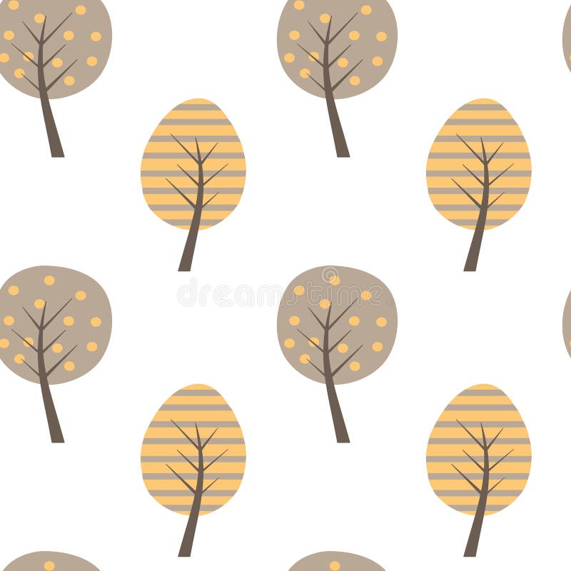Cute Colorful Tree Seamless Pattern Background Illustration Stock ...