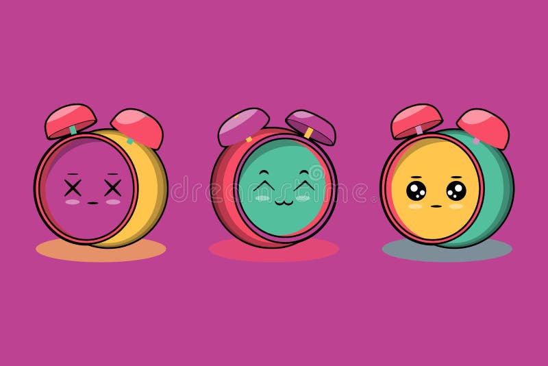 Kawaii Clock Cartoon Characters Vector Stock Illustrations 37 Kawaii