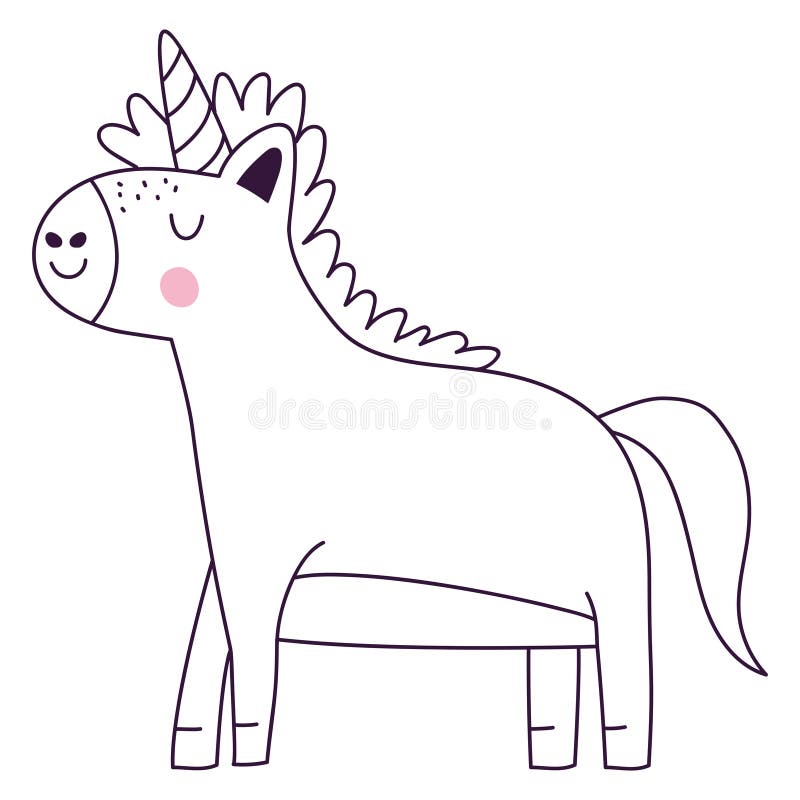 Cute colorless unicorn stock vector. Illustration of children - 270807274