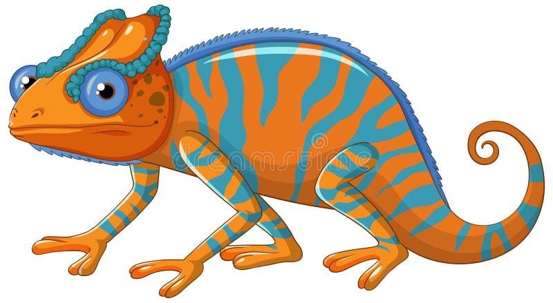 Cute Colourful Chameleon Cartoon Isolated Stock Vector - Illustration ...