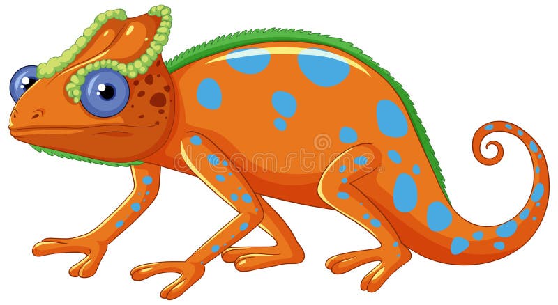 Cute Colourful Chameleon Cartoon Isolated Stock Vector - Illustration ...