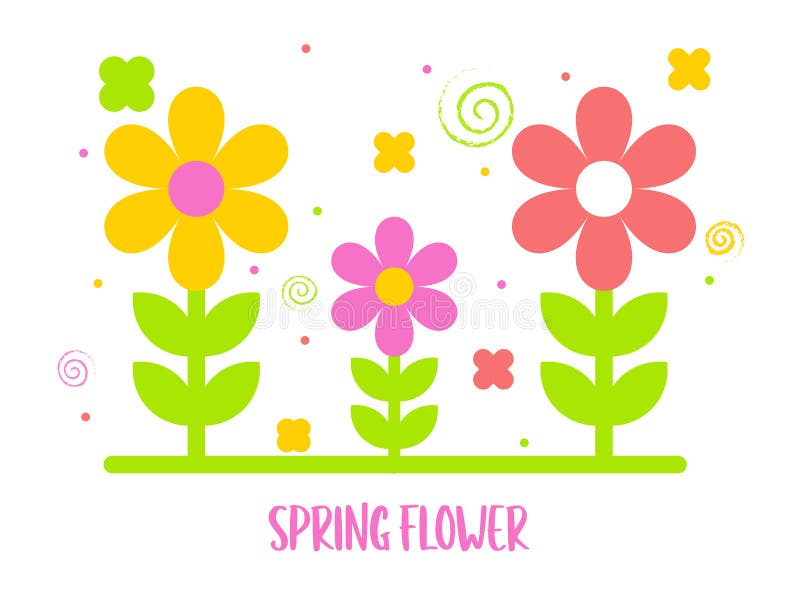 Cute Colourful Spring Flower Flat Design Stock Vector - Illustration of ...