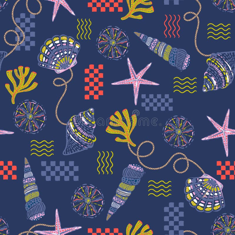 Cute and Colourful Summer Seamless Pattern Vacation Moment with Hand ...