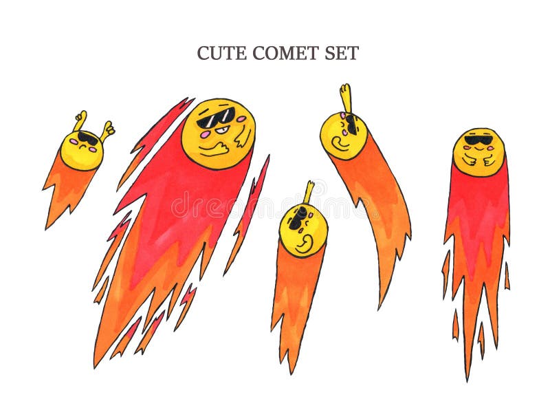 Cute Comet Set. Marker Art for Stock Illustration - Illustration of ...