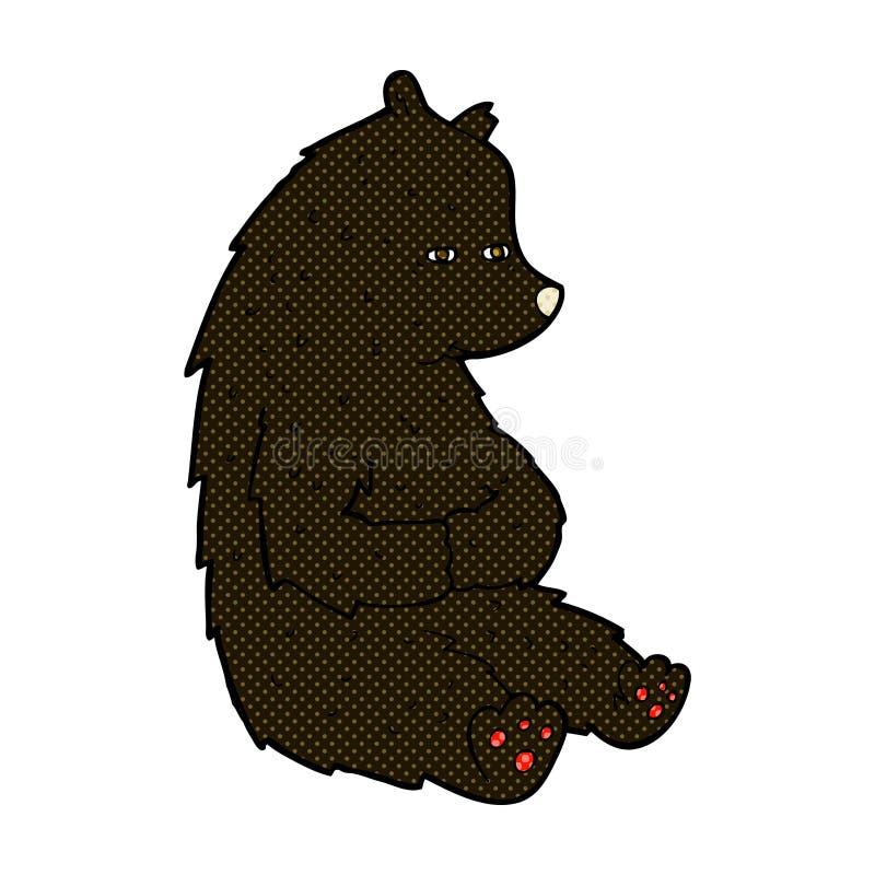 Cute Comic Cartoon Black Bear Stock Illustration - Illustration of ...