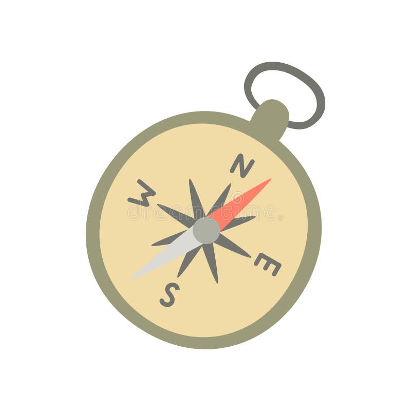 Cute Compass Isolated on White. Vector Illustration. Stock Vector ...