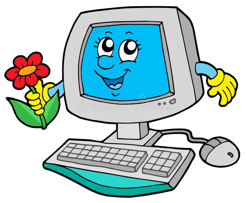 Cute Computer Clip Art Kawaii Cute Happy Computer Technology Stock