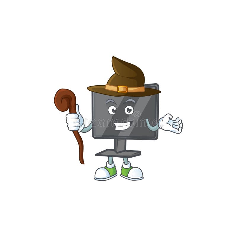 A Cute Computer Screen Performed As a Witch on the Stage Stock Vector ...
