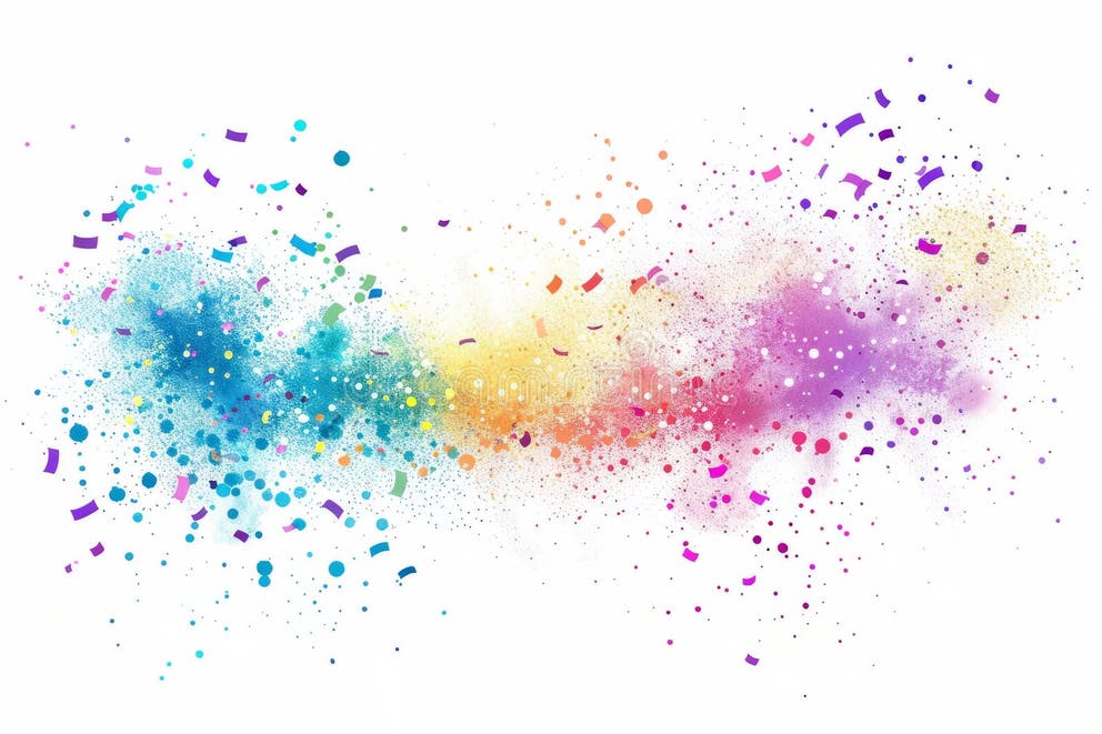 Cute Confetti Cloud Colored Powder Exploding in a Cloud of Whimsy on a ...