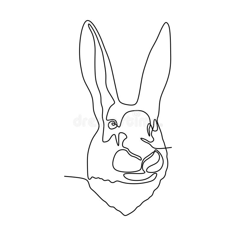 Rabbit Head One Line Drawing Stock Vector - Illustration of template ...