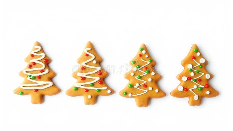 Cute Cookie Christmas Trees Stock Illustration - Illustration of icing ...