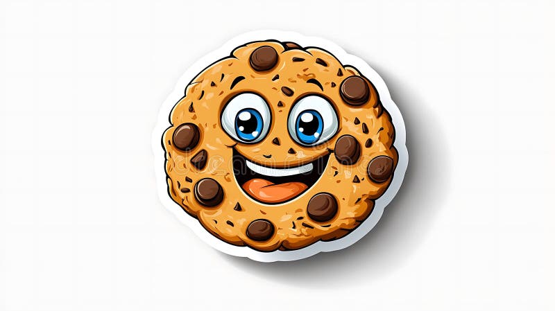 Cute Cookie Sticker Design with Happy Expression Stock Illustration ...