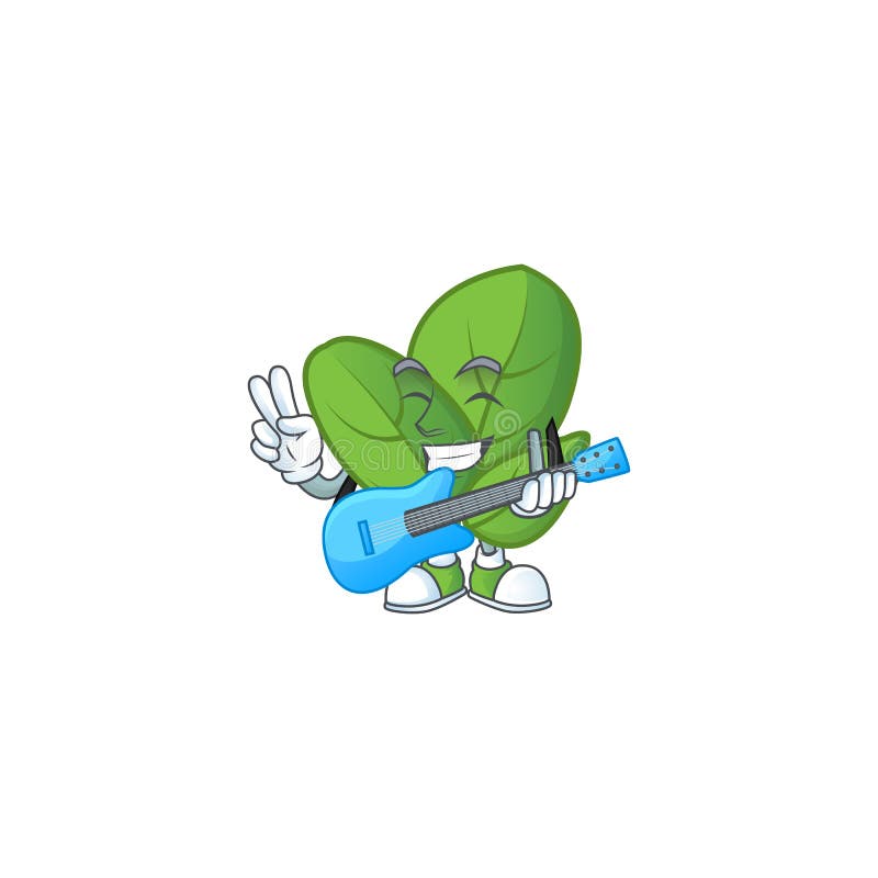 Cute and Cool Basil Cartoon Character Performance with Guitar Stock ...