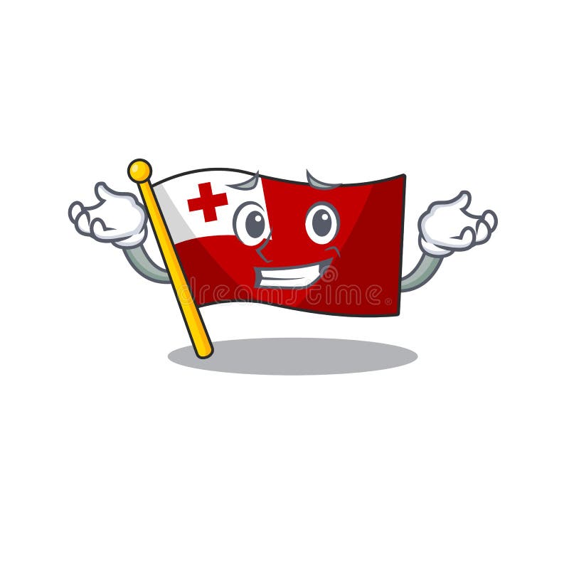 Cute and Cool Grinning Flag Tonga Scroll Mascot Cartoon Style Stock ...