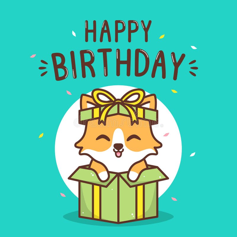 Cute Corgi Inside a Birthday Present Design Vector Stock Vector ...