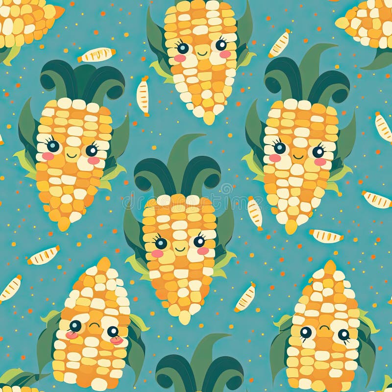Cute Corn Background Adorable Corn Background Sweet Corn Pattern Stock Illustration