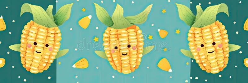 Cute Corn Background Adorable Corn Background Sweet Corn Pattern Stock Illustration