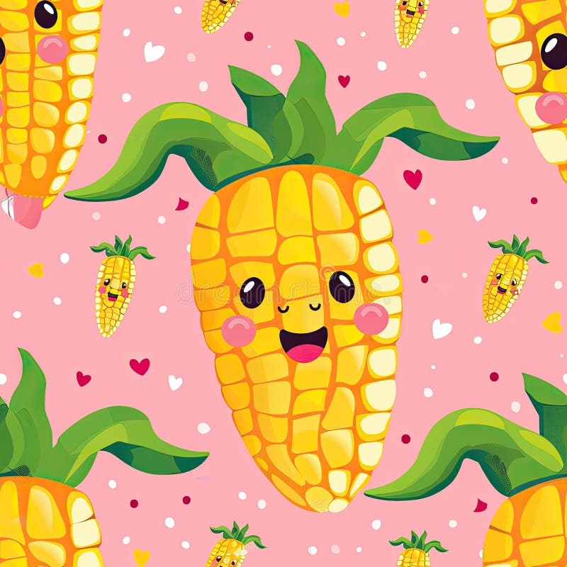 Cute Corn Background Adorable Corn Background Sweet Corn Pattern Stock Illustration