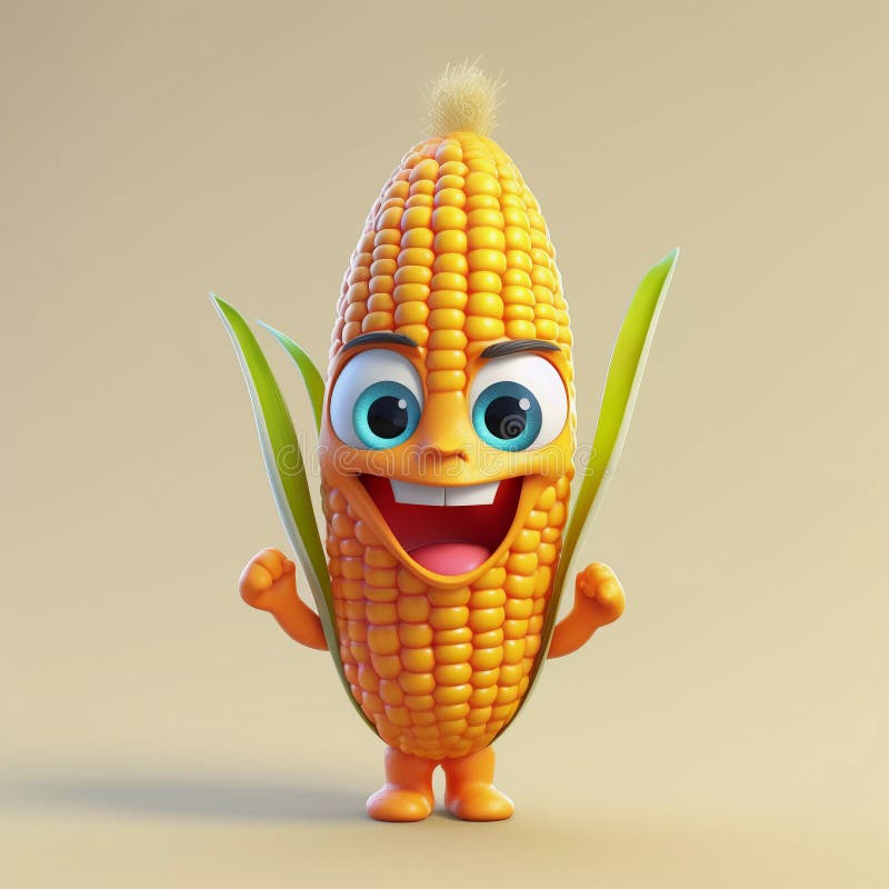 Cute Corn Happy Cartoon Character Stock Illustration - Illustration of ...