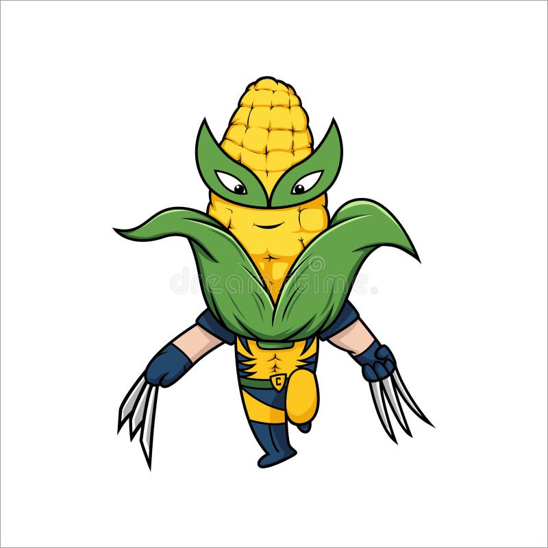 Cute Food Corn In Cloak Of Superhero And Mask. Stock Vector ...