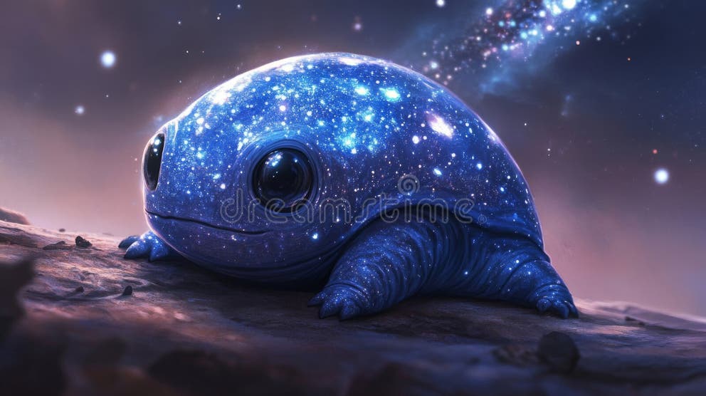 Cute Cosmic Creature on a Planet Stock Illustration - Illustration of ...