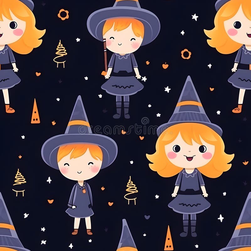 Cute Costumes a Mini Witch with a Pointed Hat, Halloween, Generative AI ...