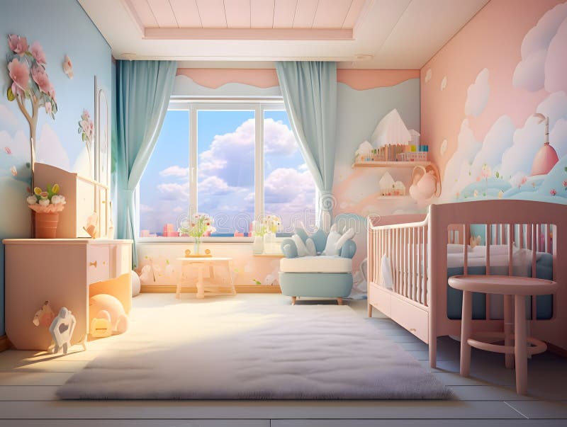 A Cute and Cosy Baby Bedroom - Home Design Theme Stock Illustration ...